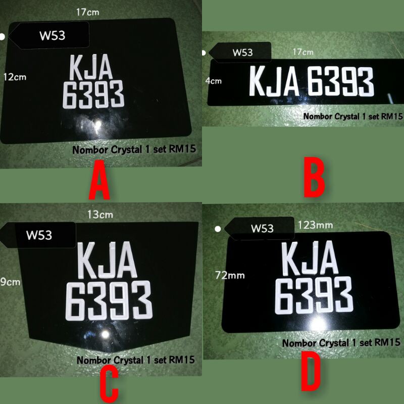 Nombor Plate Motor / No Flat Sekali Papan (Number Kristal) *Free Double ...