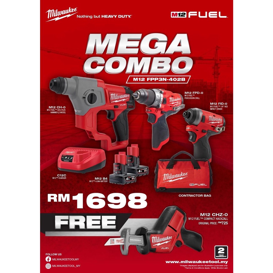 **Fast Shipping** MILWAUKEE M12 - 4 Units Combo - M12FPP3N402B - M12CH ...