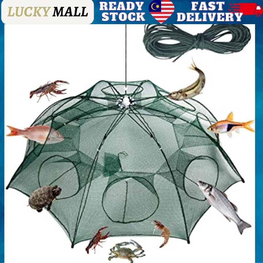 【Stock Msia】Portable Fishing Net Shrimp Cage Nylon Automatic Foldable ...