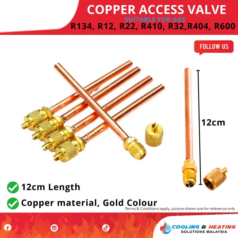 (1 UNIT) AIRCOND COPPER ACCESS VALVE 0.6MM COPPER ACCESS CORE 12CM ...