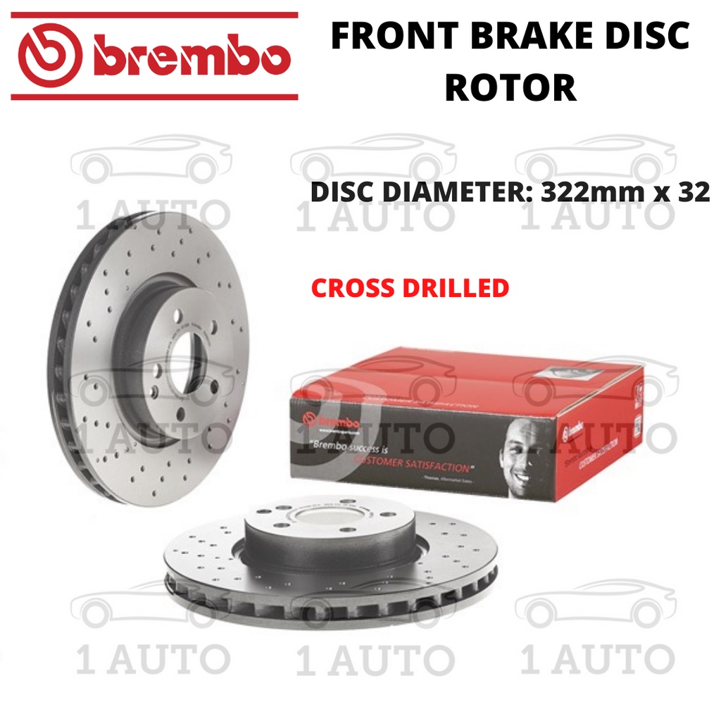 GENUINE BREMBO FRONT BRAKE DISC ROTOR CROSS DRILLED MERCEDES W212 E250 ...
