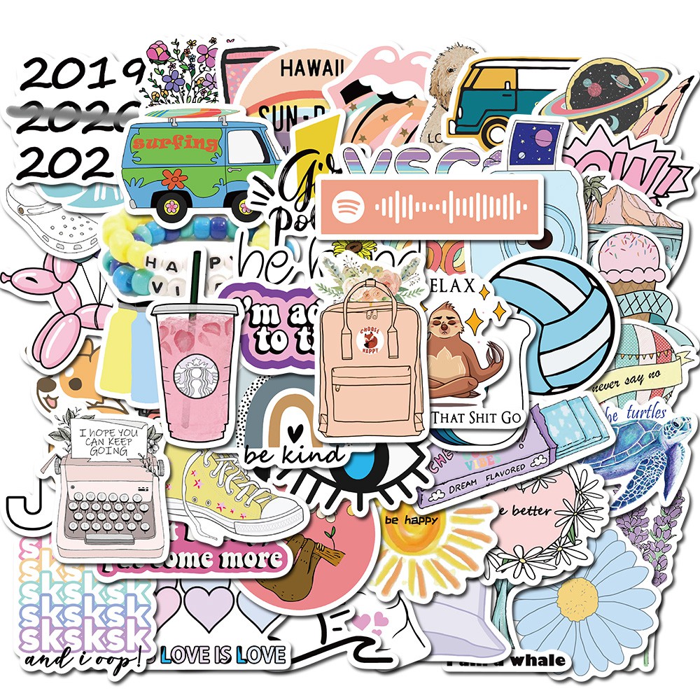 Set of 50 Stickers 2021 Cute Waterproof Vsco For Decoration sticker ...