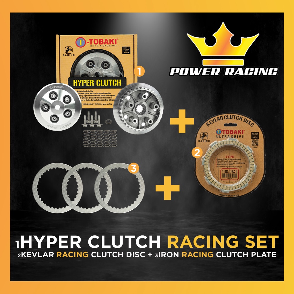 R15/ EX5/ DREAM/ WAVE SRL110/ Y125/ LC135 4S 5S/ Y15ZR / RS150 TOBAKI HYPER CLUTCH +KEVLAR PLATE ...