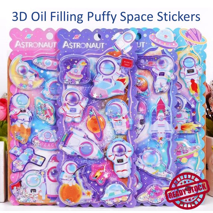 3D Oil Filling Bubble Puffy Space Sticker Astronaut Stickers ...