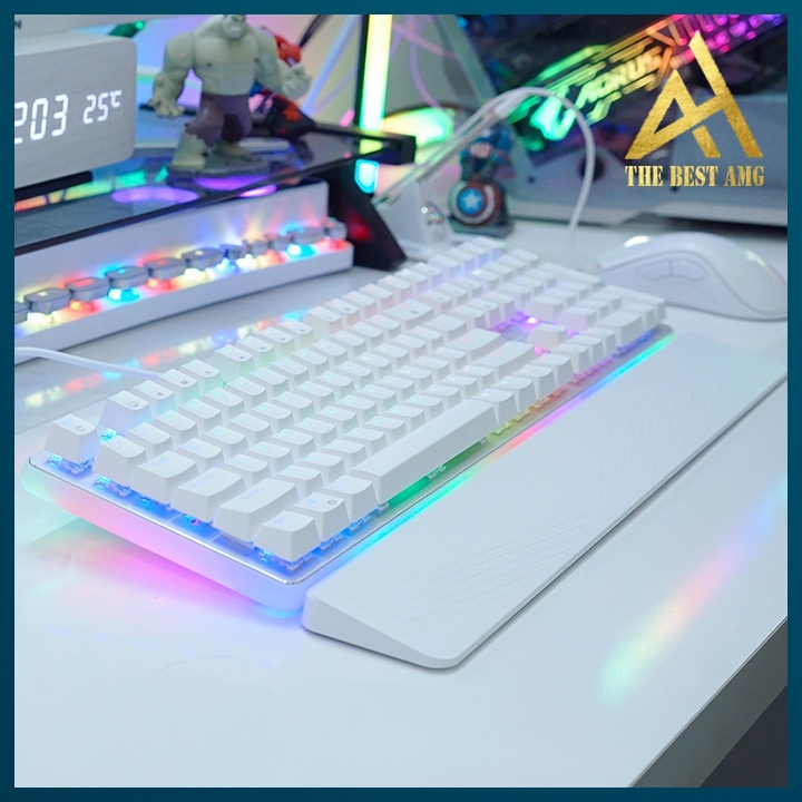Royal Kludge RK918 White RGB Led Wired Gaming Keyboard with Armrest ...