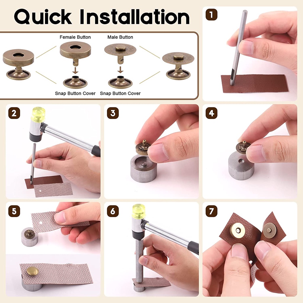 Rivet Button Magnetic Snaps Purse Double Rivet Closures Round Clasp ...