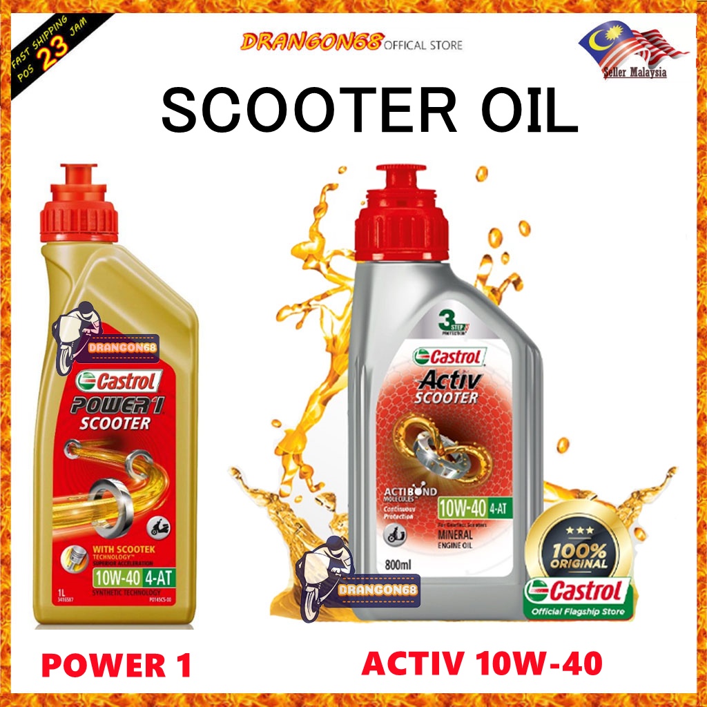 Castrol scooter 4T 10W-40 4-AT POWER 1 SCOOTER 1L/ACTIV SCOOTER 800ml ...