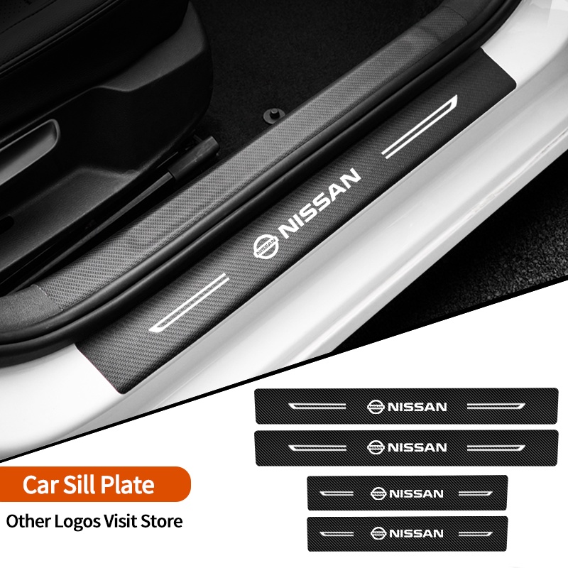 Carbon Fiber Leather Car Door Sill Protector Sticker for Nissan Qashqai ...
