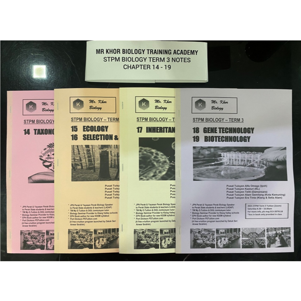 STPM TERM 3 BIOLOGY NOTES (4 BOOKS - SINGLE SIDED 115 PAGES) | Shopee ...