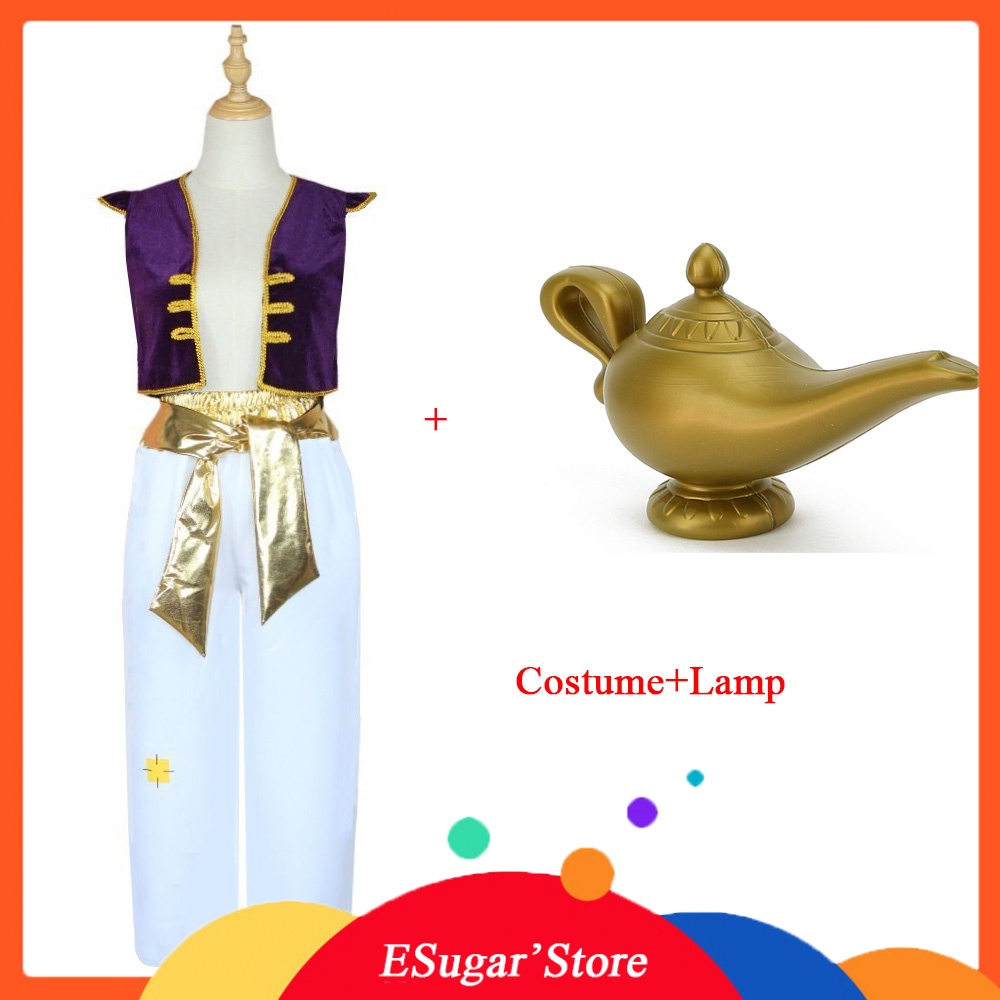 Movie Aladdin Costume For Kids Boy Aladin Tshirt Pants And Magic Lamp ...
