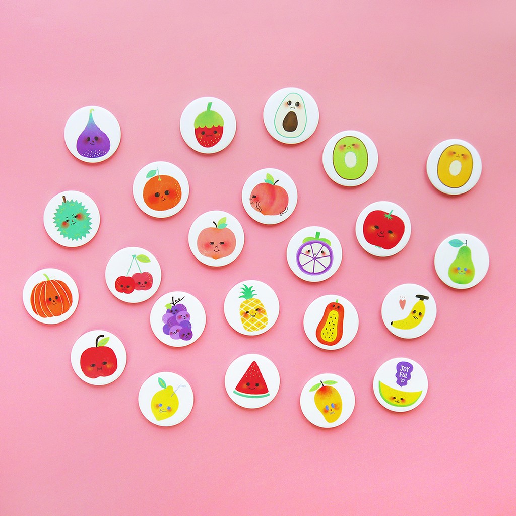 Minifanfan | Happy Fruits Button Badge or Magnet - Part 1 | Cute Food ...