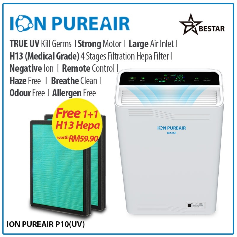 (1+1 Free H13 Hepa Filter)Air Purifier Hepa Filter ION PUREAIR PRO520/P10(UV)/P6/P4 | Shopee ...