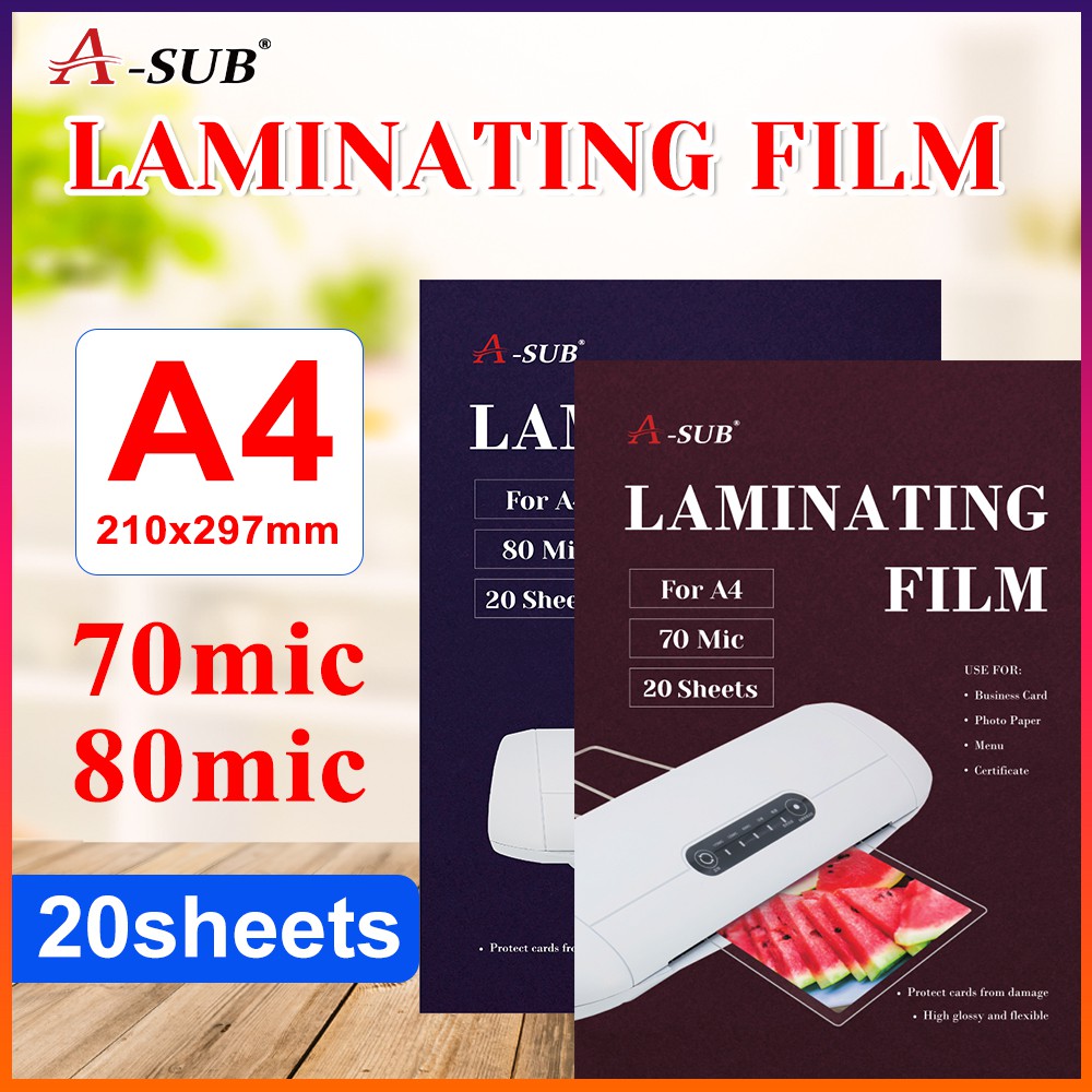 READY STOCK⭐A-SUB Laminating Films Laminate Pouches A4 70mic/80mic/100mic | Shopee Malaysia