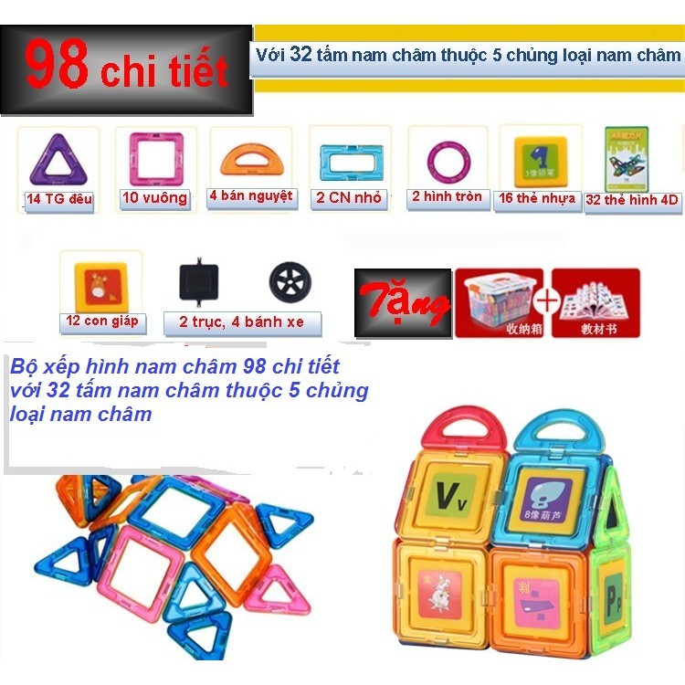 98-piece magnetic puzzle set (32 magnetic panels) | Shopee Malaysia