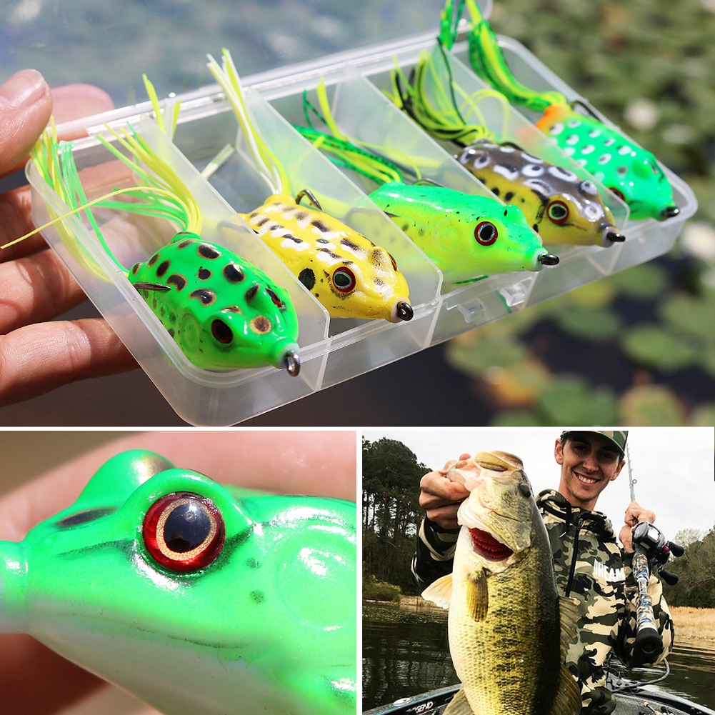 Sougayilang Frog Lure With Box Soft Fishing Lure Plastic Topwater ...