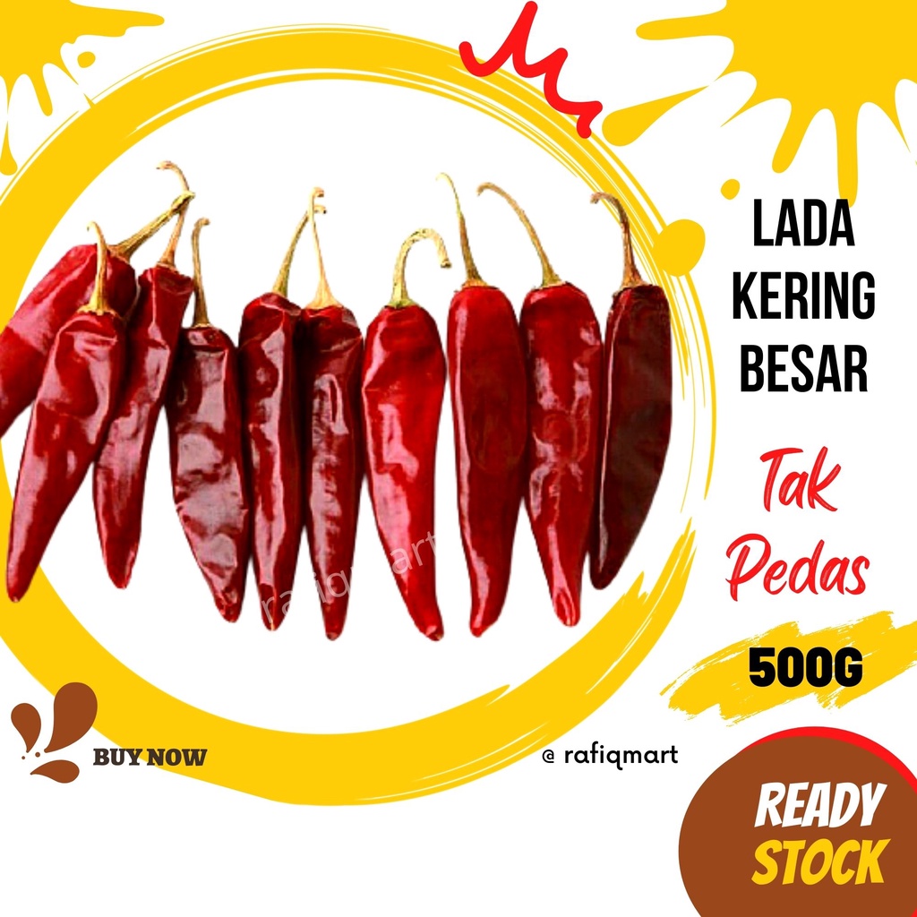 ( 500G ) LADA / CILI KERING BESAR 🌶️ TAK PEDAS 🆕 | Shopee Malaysia