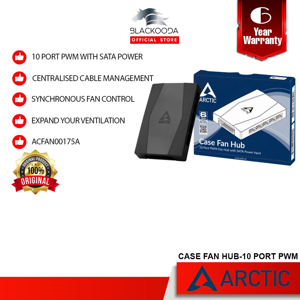 ARCTIC Case Fan Hub - 10-fold PWM Fan Distributor with SATA Power ...