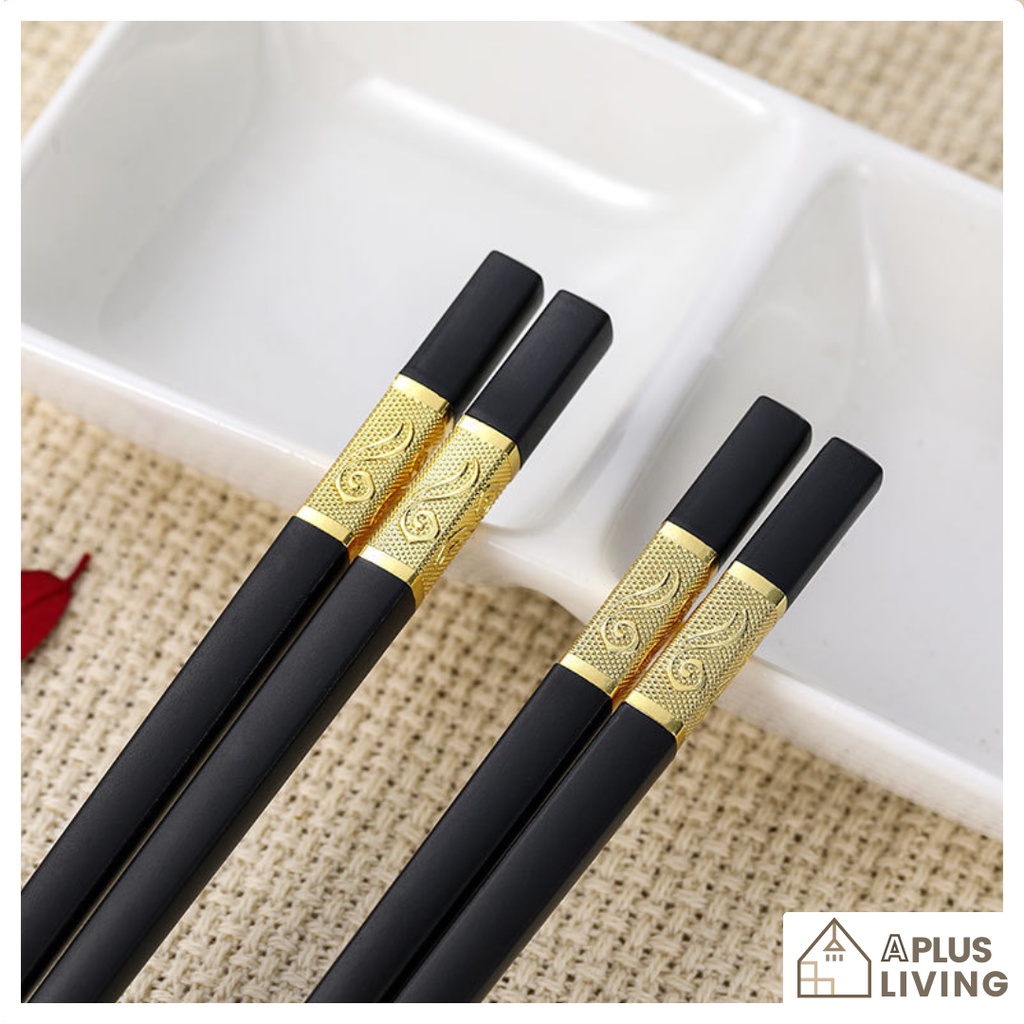 Classic Series Alloy Chopsticks Non-Slip Gold Color Label Chopsticks ...