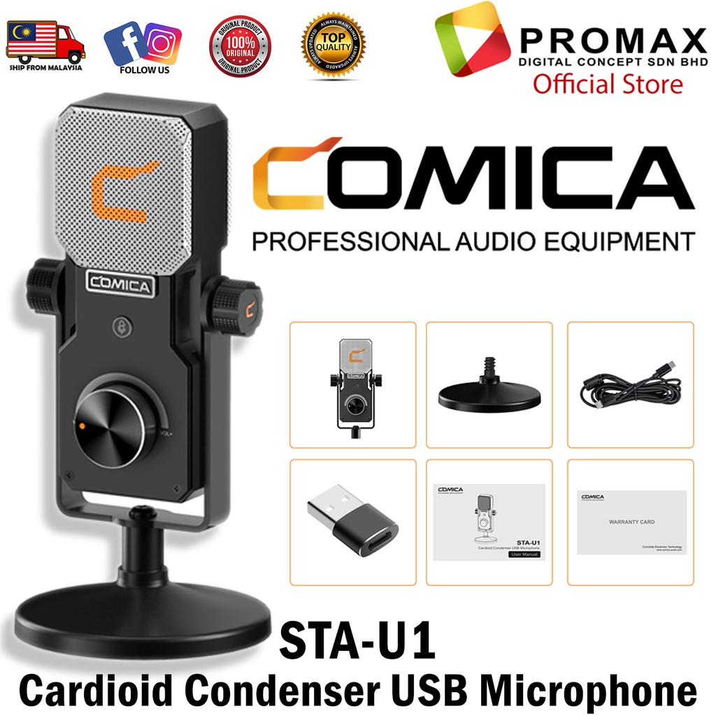 READY STOCK! COMICA STA-U1 Cardioid Condenser USB Microphone 100% ...