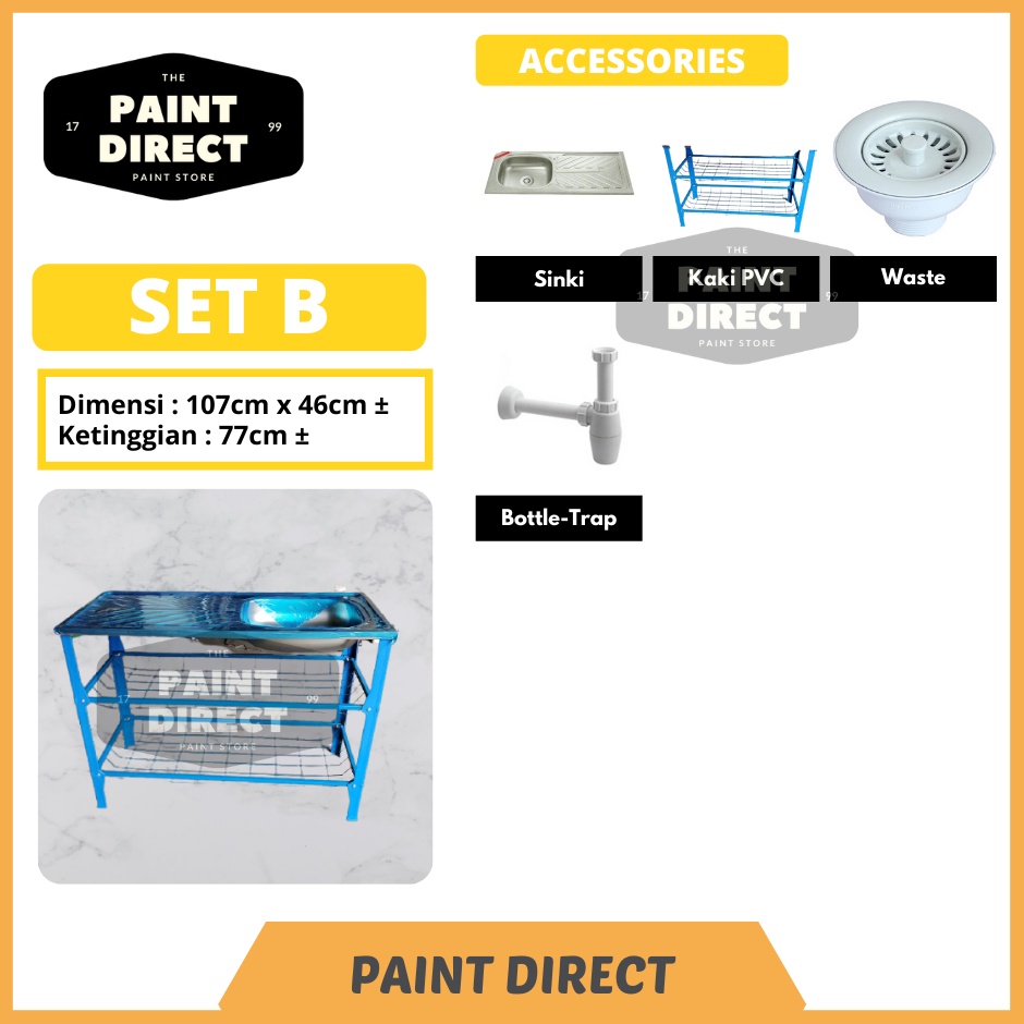 [Ready Stock PVC ] 18" x 42" Sinki Dapur Stainless Steel Sink With PVC ...