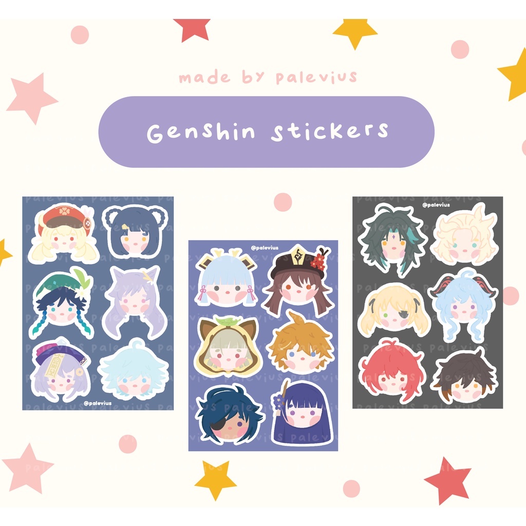 Genshin Impact Sticker Sheet Fanart - Klee Venti Qiqi Sayu Xiao Diluc ...