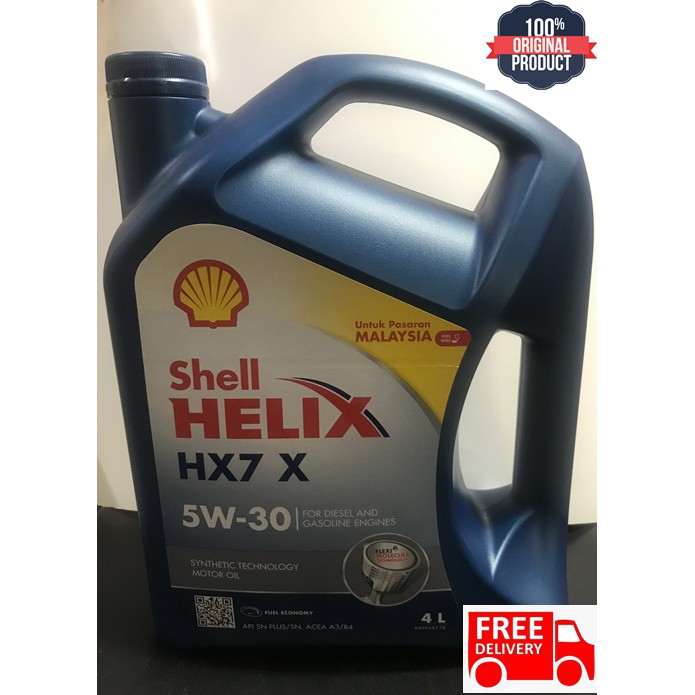 SHELL HELIX HX7 X 5W-30 SN PLUS SEMI SYNTHETIC ENGINE OIL (4L) (100% ...
