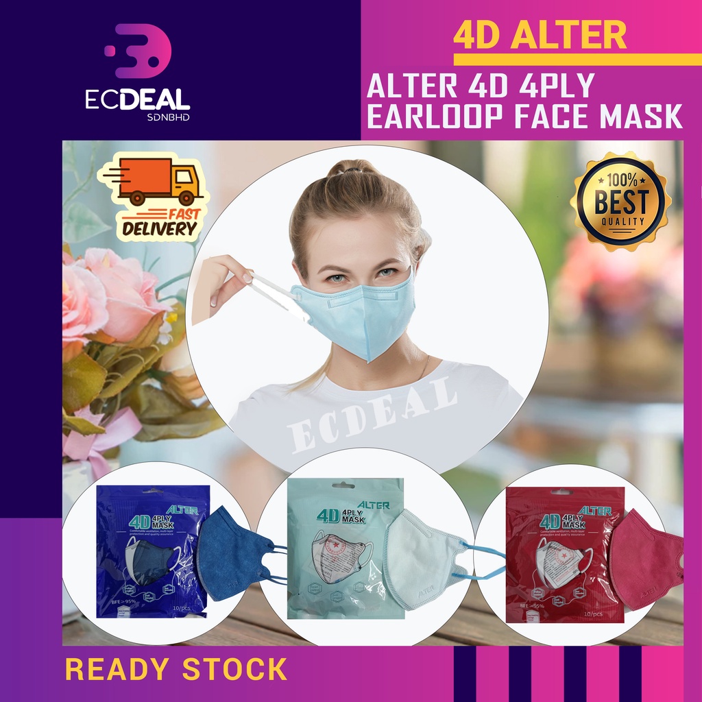 (READY STOCK) ALTER 4D 4PLY EAR-LOOP/HEAD-LOOP MASK 10-PCS | Shopee ...