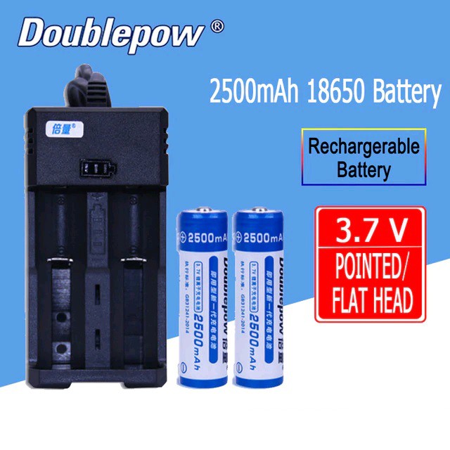 🇲🇾 Doublepow 2500mAh 3.7V 18650 Li-ion Rechargeable Battery, High ...