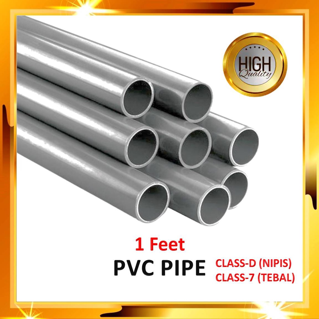 1 Feet / 12 Inch PVC PIPE 1/2" 15mm 3/4" 20mm 1" 25mm Tebal Class-7 ...