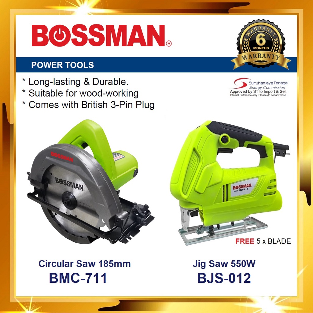 BOSSMAN Wood Working JIG SAW BJS012 | CIRCULAR SAW BMC711 Mesin Potong ...