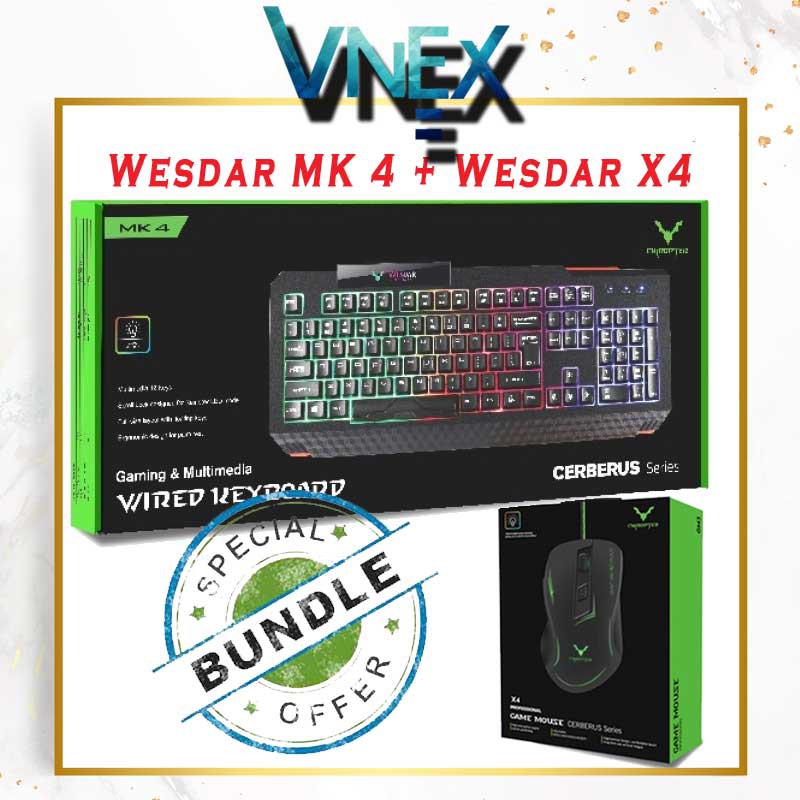 WESDAR Combo X4 Pro Gaming Mouse + MK4 Backlit Pro Gaming Keyboard ...