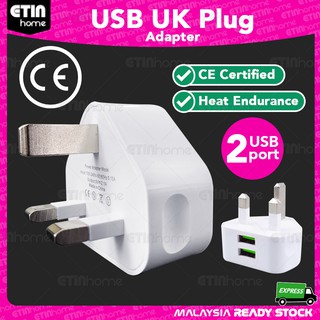 UK Plug 3 Pin USB Plug Adapter Charger Power Plug Wall Socket USB Port ...
