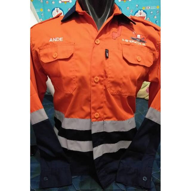 KEMEJA Hitachi Heavy Equipment Embroidered Men's Work Shirt/Embroidered ...
