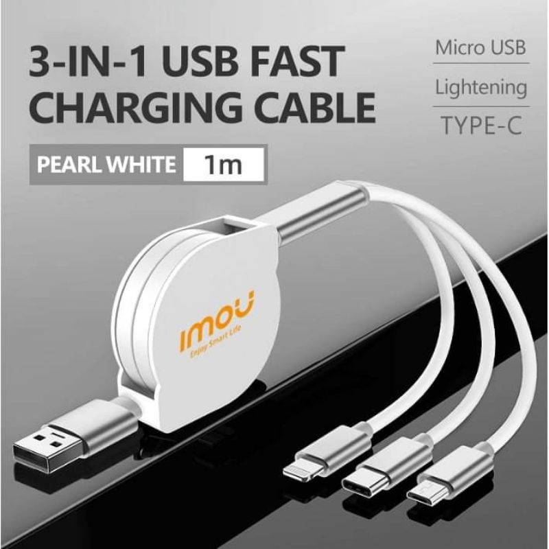 Imou 3 in 1 Flexible Charging Cable for iPhone/Android/Type-C (1m ...