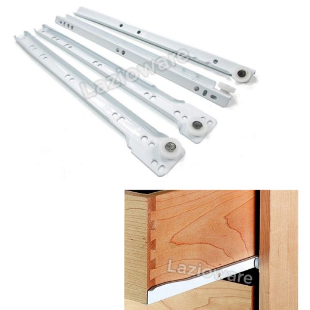 1 pair (left and right) white drawer slide roller rail | Shopee Malaysia