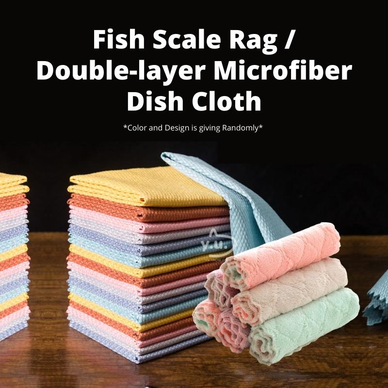 YU Ready Stock Strong Absorbent Fish Scale Rag Washing Cloth Kitchen ...