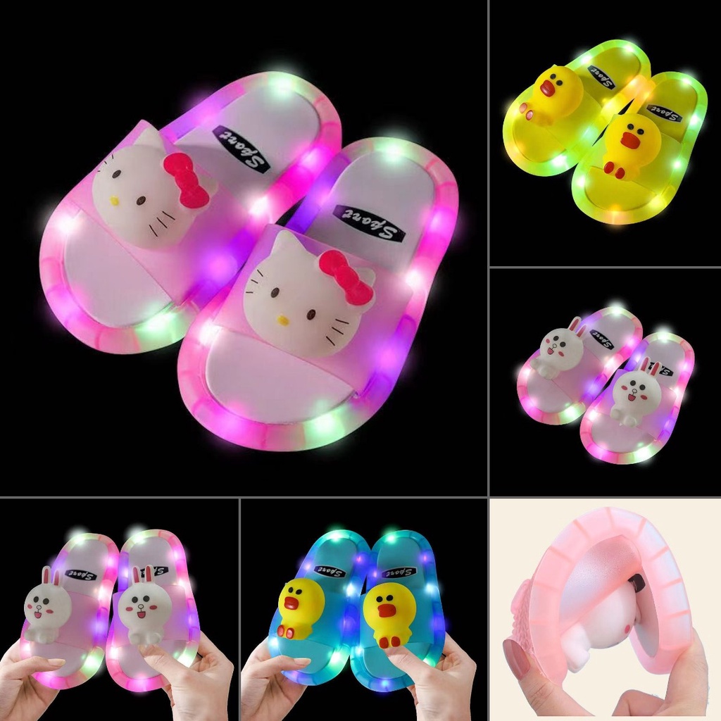 Ready Stock】Kids Slipper LED Light children's slippers Hello Kitty ...