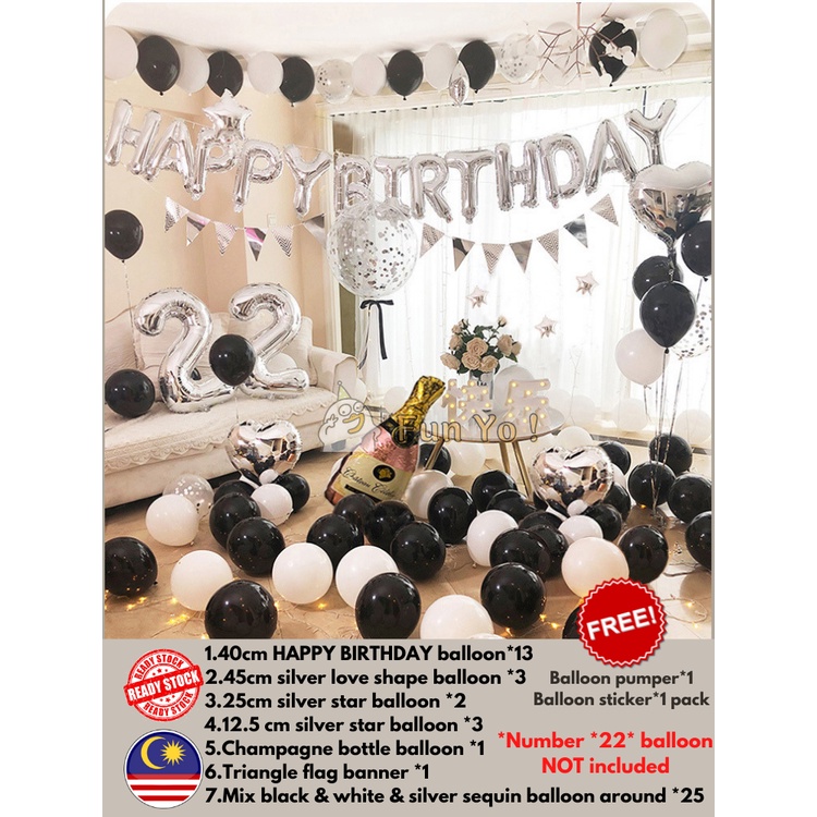 Happy Birthday Balloon All In One Set Party Decoration For Free Pump ...