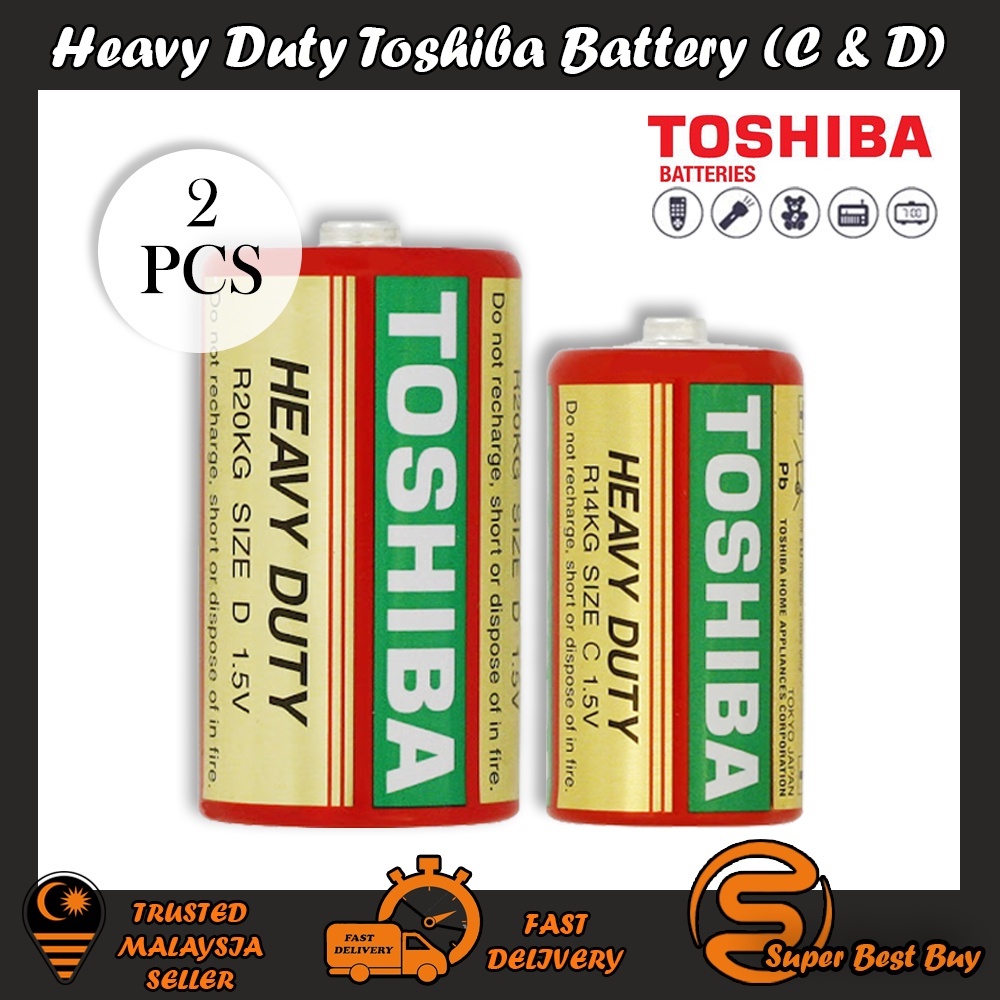 Heavy Duty Toshiba Size C & D 1.5V Battery (2 Pcs) / Bateri Toshiba ...