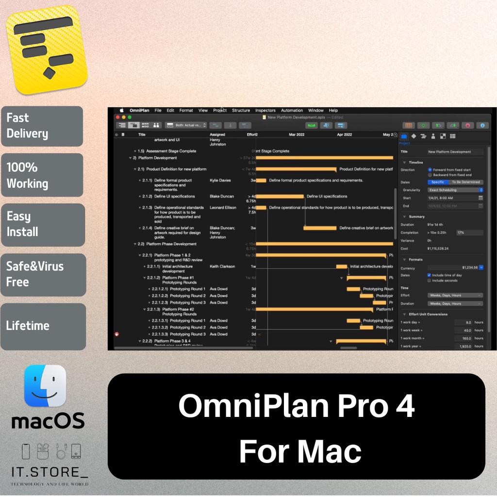 OmniPlan Pro 4 Lifetime for Intel and M1 Chip Apple Silicone MacOs/Macbook/Mac Software Full ...