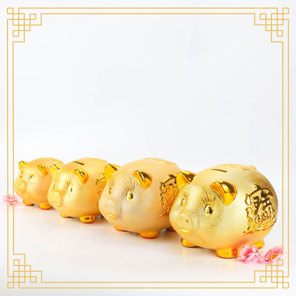 15-22CM Chinese New Year Ceramic Cute Golden Pig Piggy Bank Money Bank ...