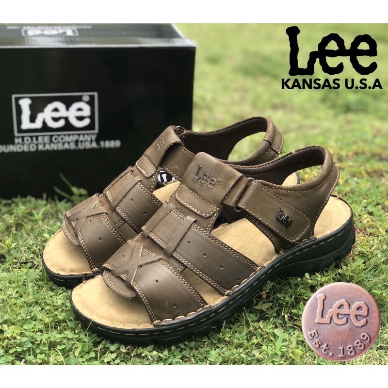 Genuine Leather Lee Authentic Men’s Comfort Sandals Daddy Sandal Kulit ...