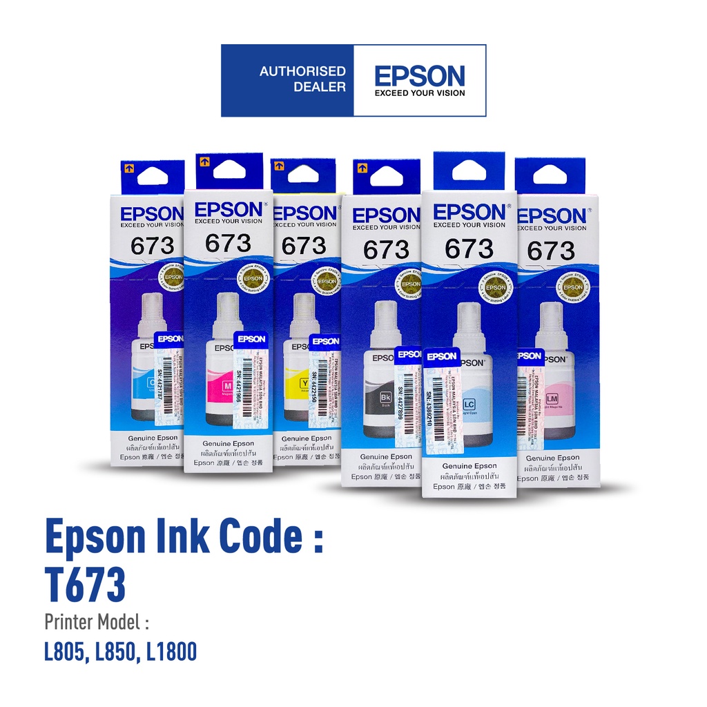 Epson Original Ink 673 ( T6731 / T6732 / T6733 / T6734 ) L800 L805 L850 ...