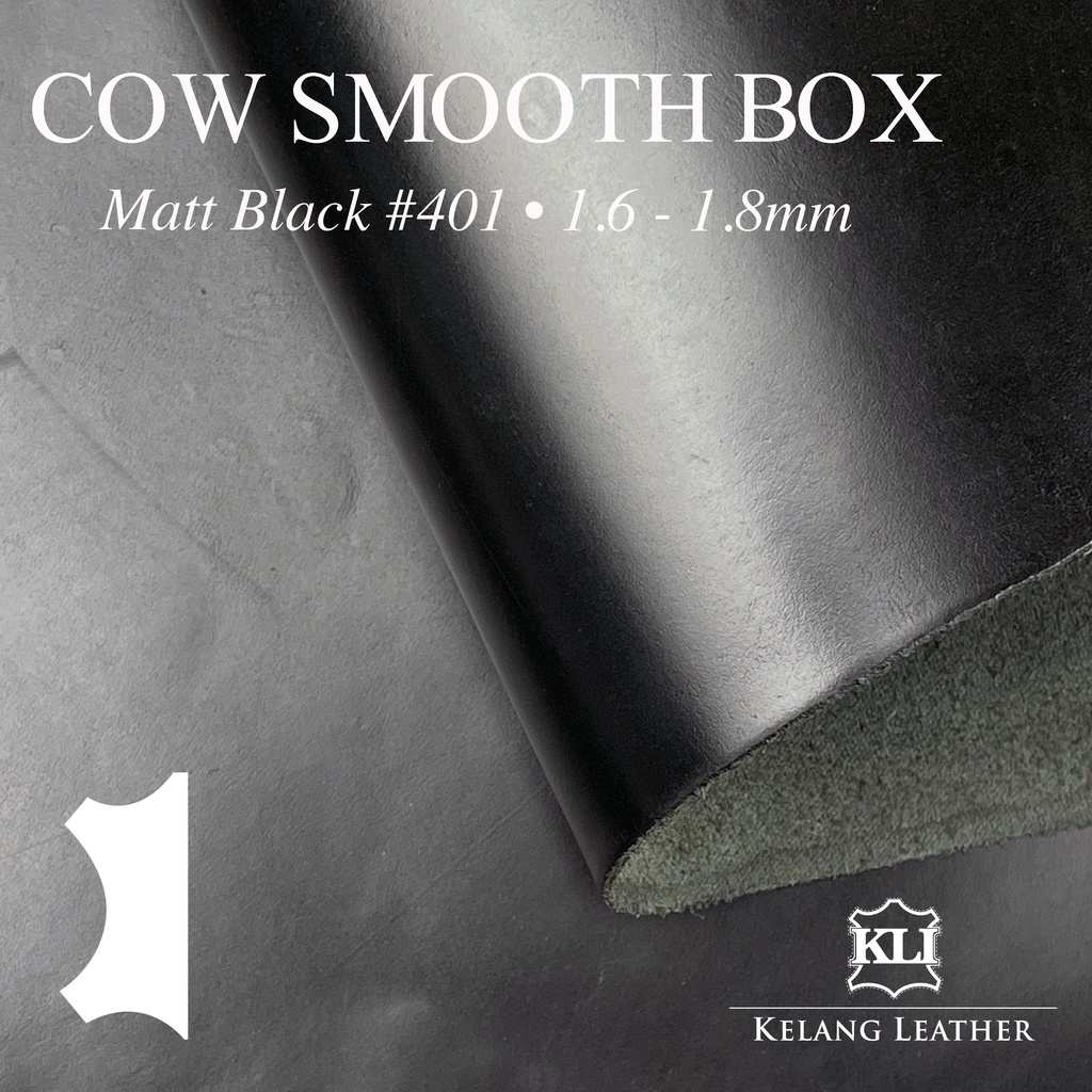 Cow Smooth Box #401 MATT BLACK #401 1.6-1.8mm Genuine Cow Chrome Tanned ...