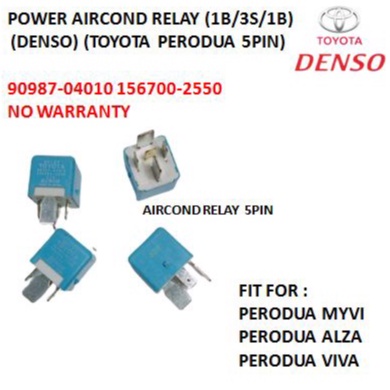 POWER AIRCOND RELAY (1B/3S/1B) (DENSO) (TOYOTA PERODUA 5PIN) 90987 ...