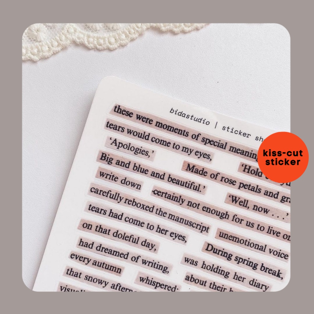 (PN) Kiss-cut Sticker A Piece in Novel Bujo Stickers / Journaling ...