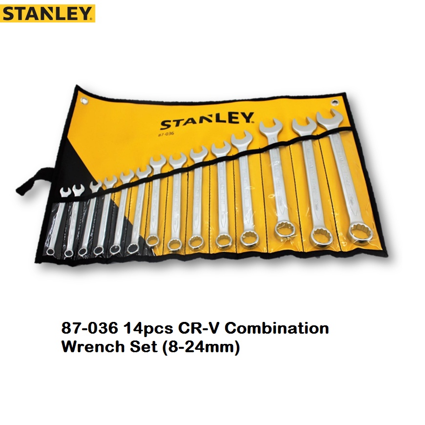 [Original] Stanley Slimline Chrome Vanadium Combination Spanner Set Combination Wrench Set 14Pcs ...