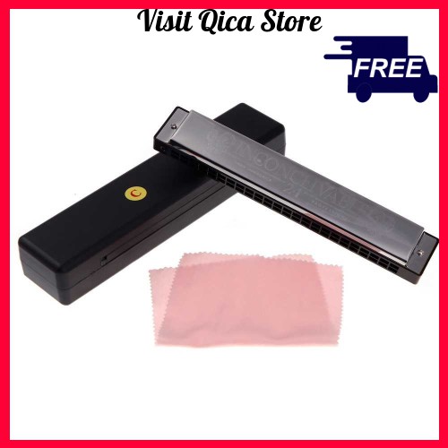Swan Tremolo Harmonica Mouth Organ 24 Double Holes with 48 Reeds Key of ...