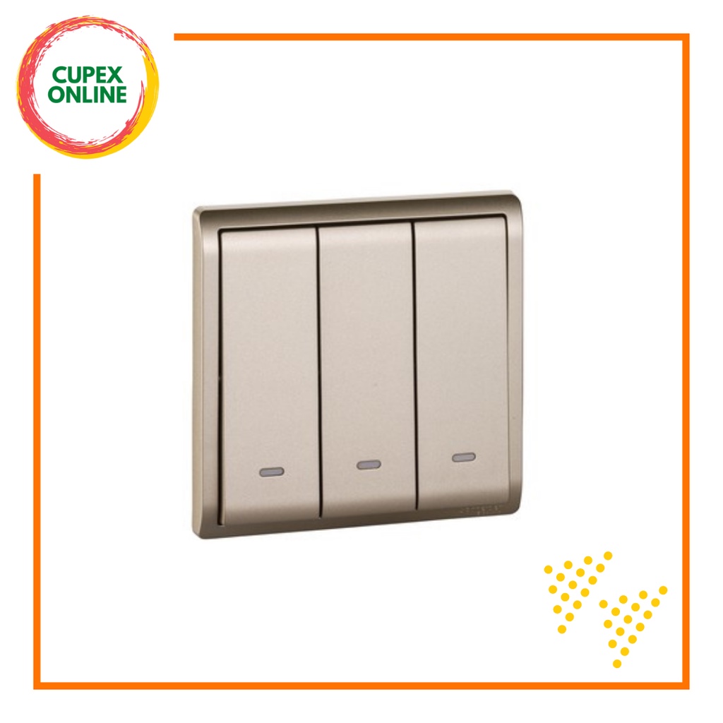 Schneider Electric Pieno 16A 3 Gang 1 Way Switch E8233L1F Wine Gold ... Schneider Electric Pieno 16A 3 Gang 1 Way Switch E8233L1F Wine Gold ...