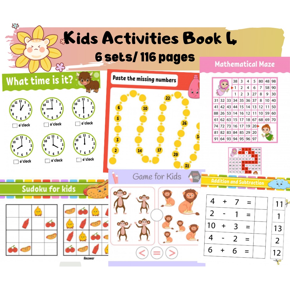 A323 - Printable Kids Activity Book IV 6 sets 116 pages [PDF] preschool ...